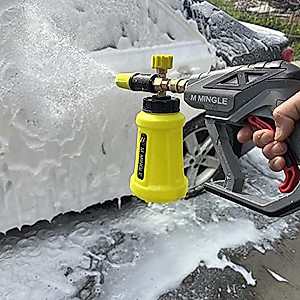 M MINGLE High Pressure Washer Gun Snow Foam Lance, 4000 PSI Cannon Foam Blaster Power Washer with 1/4" Quick Connector, Car Wash Foam Cannon Kit with 5 Pressure Washer Nozzle Tips, 1 Liter