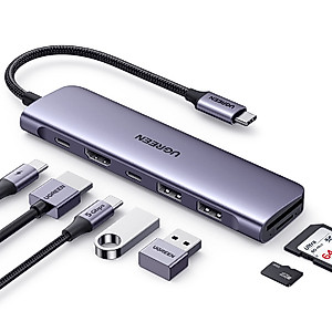 UGREEN Revodok 1071 USB C Hub for Laptop 7 in 1 USB C Dongle 4K HDMI, 100W PD Charging, USB-C & 2 USB-A 5Gbps Data Ports, SD/TF Card Reader for MacBook Pro/Air, iPad Pro, XPS, Thinkpad