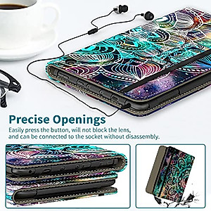 COOWPS Folio Case for Amazon Fire HD 10 (ONLY Fit 11th Generation, 2021 Release) and Fire HD 10 Plus Tablet - Slim Folding Stand Cover with Auto Wake/Sleep & Hand Strap, Mandala Flower