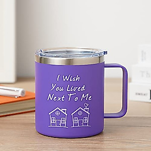 NOWWISH I Wish You Lived Next Door Mug - Birthday Gifts for Women Friendship, Best friend, Long Distance, Female, BFF - Purple