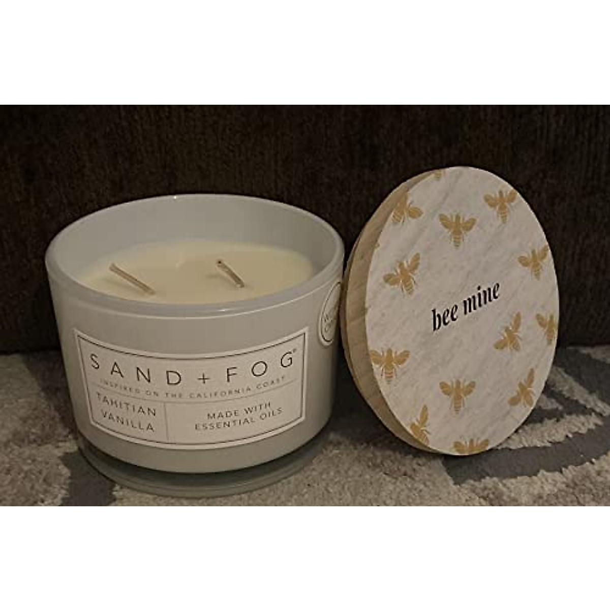 Sand + Fog Tahitian Vanilla Candle in a Glass Jar with Wood Lid - 12 oz.