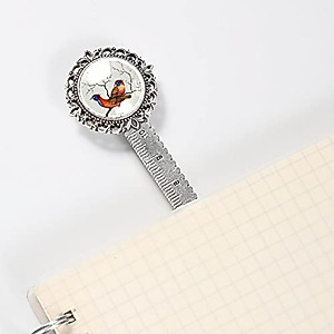 Retro Bookmark with Ruler, Book Markers for Student Kids Teacher Book Lovers, Office School Reading Accessories Gifts, Chinese Painting Two Birds