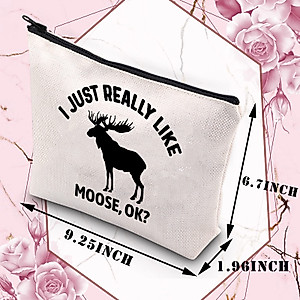 BDPWSS Moose Makeup Bag Moose Lover Gift I Just Really Like Moose OK Funny Moose Themed Gift (really like moose)