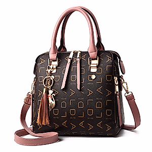 Qiayime Womens Fashion Purses and Handbags PU Tassel Leather Top Handle Satchel Shoulder Tote Crossbody Bags for Women (Pink)