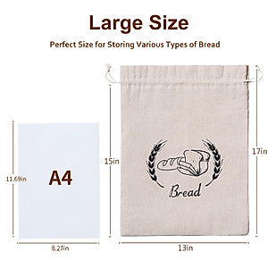 2 Pack Bread Bags for Homemade Bread Sourdough, Reusable Linen Sourdough Bread Bags with Plastic Lining, Large 17“×13” Homemade Bread Cloth Storage Bags for Artisan Bread, Round Loaf, Sourdough