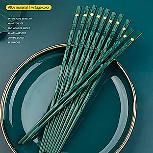 5 Pairs Food Grade Polymer Laser Engraving Japanese Chopsticks, Squared Edge Non-Slip Reusable Sushi Sticks Hashi Handmade Christmas Gift (Five pairs antique chopsticks)