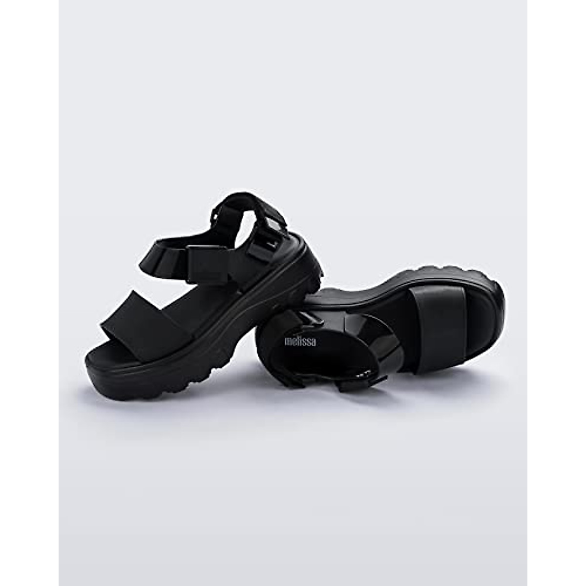 Melissa Kick Off Platform Sandals for Women - Super Soft and Flexible Vegan Chunky Platform Sandal with Adjustable Straps and Open Toe Design, Black/Black, 7