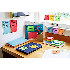 Post-it Super Sticky Notes, Assorted Sizes, 13 Pads, 2x the Sticking Power, Playful Primaries, Primary Colors (Red, Yellow, Green, Blue, Purple), Recyclable (4623-13SSAU)