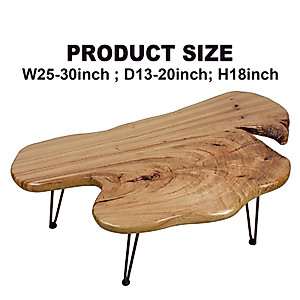 BTEOBFY Natural Wood Coffee Table with Clear Lacquer Finish and Metal Hairpin Legs for Living Room - 16" Tall - Mesa de Centro para Sala