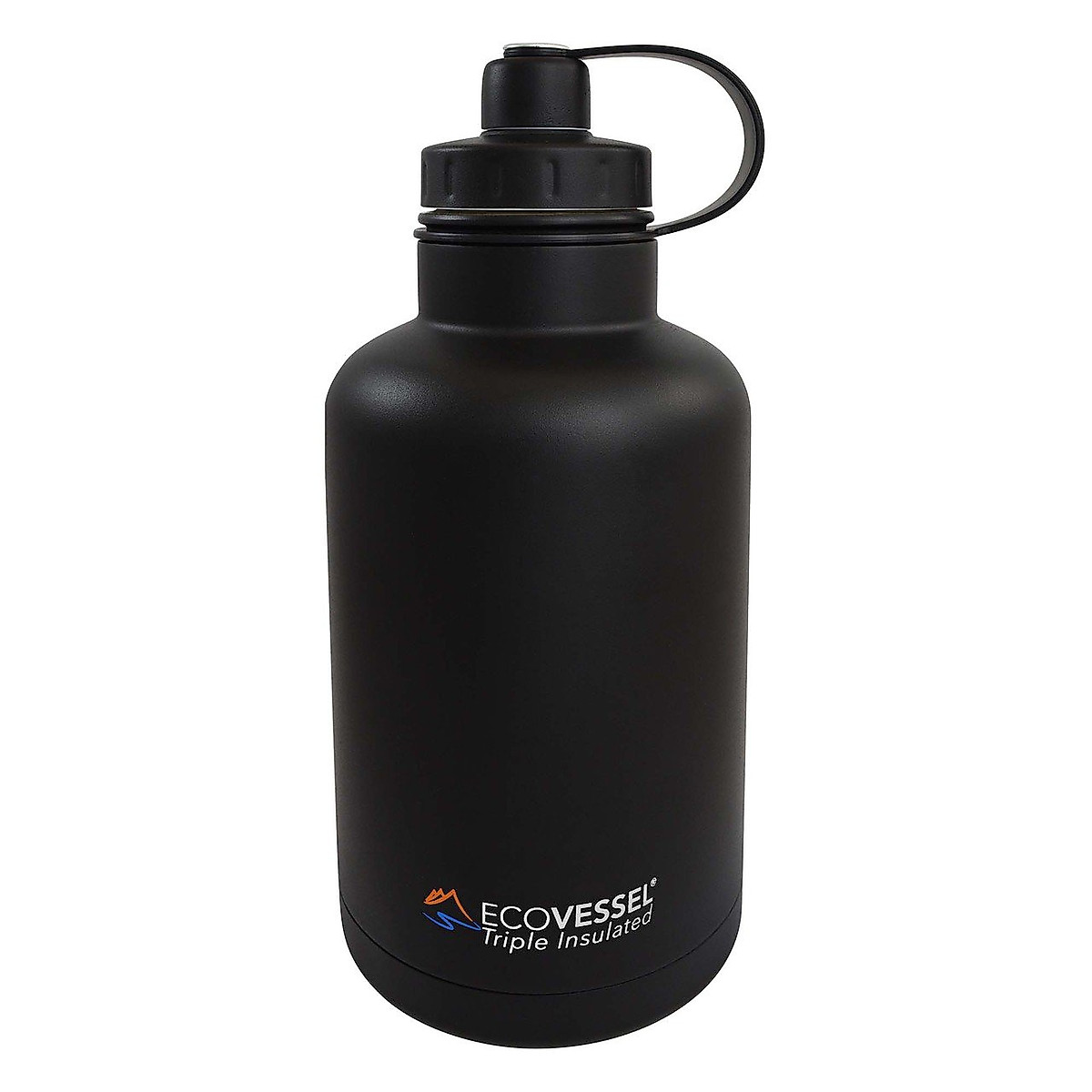 EcoVessel Vacuum Insulated Large Travel Growler Bottle for Water, Beer, and Tea - Stainless Steel 64 oz Thermos Water Bottle with Infuser Filter and Wide Mouth Dual Opening Cap BOSS