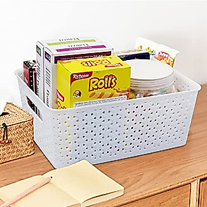 Xowine 4-Pack Plastic Weave Basket, Storage Basket, White