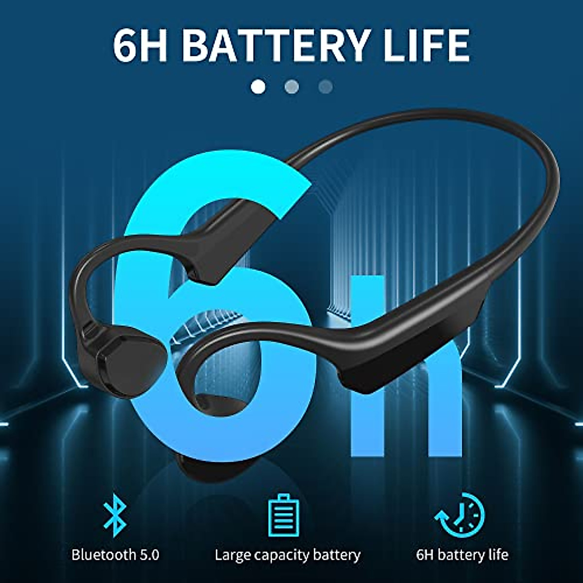 AMAFACE Bone Conduction Headphones with Mic,Titanium Lightweight,Open Ear Headphones Noise Reduction Waterproof Wireless Bluetooth 5.0 Sport Headset for Running, Bicycling, Hiking, Yoga -Black