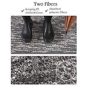 Door Mats Outdoor Indoor Doormat-Rubber Non Slip Absorbent Front Door Mats for Outside Entry Entrance-Dirt Trapper Mat for Muddy Paws and Shoes-Gray-17”x30”