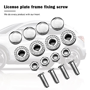 jeseny 16 PCS License Plate Fasteners Screws Rust Resistant Stainless Steel Screws, Screw Caps Covers Fasteners for License Plate Frame Zinc Alloy Buckle Car Motor Fixed Buckle