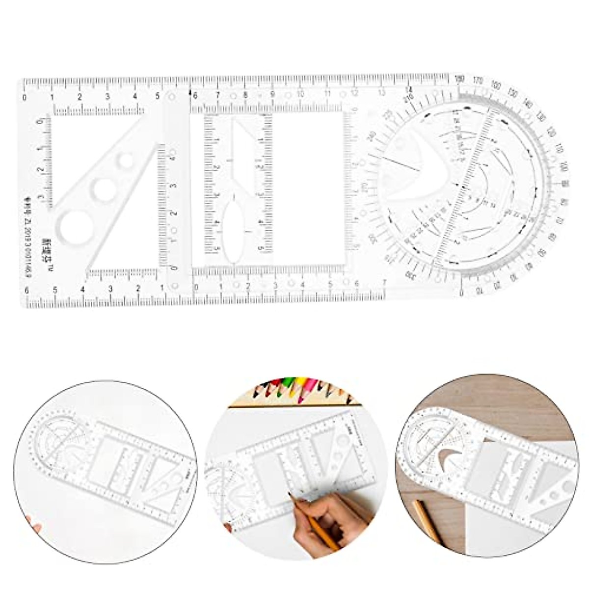 Geometric Drawing Ruler Ruler Metric Ruler Circle Stencil Clear Ruler Examination Use Ruler Mathematics Learning Ruler Drawing Rulers Multipurpose Plastic Ruler White