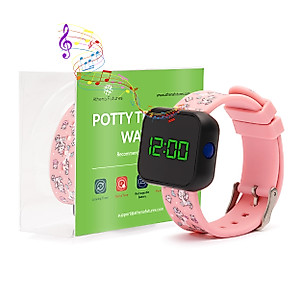 ATHENA FUTURES Potty Training Toilet Timer Watch for Girls & Boys, Fun Flashing Lights, Music, Rechargeable, Smart Sensor, Alarm, Kids, Baby & Toddler Potty Train Toilet Timer, Pink