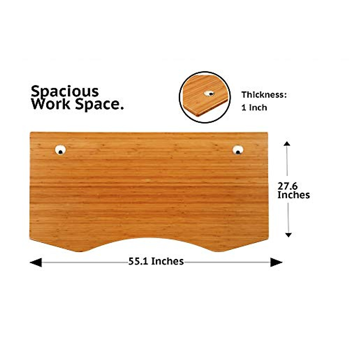 UNICOO Bamboo 55.1 x 27.6 inches Universal Table Top for Standard and Sit to Stand Height Adjustable Home and Office Desk Frames. (Bamboo Table Top-Nature)