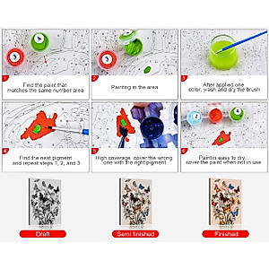 TUMOVO Paint by Numbers for Adults, Butterflies and Bluebells Paint by Numbers for Beginner, Flower Painting by Numbers for Adults Beginner Acrylic DIY Oil Painting, 16"x20" (without Frame)