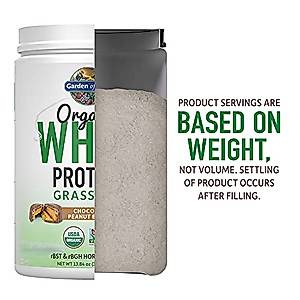 Garden of Life Whey Protein Powder Chocolate Peanut Butter, 21g Certified Organic Grass Fed Protein for Women & Men + Probiotics - 12 Servings - Gluten Free, Kosher, Humane, RBST & rBGH Hormone Free