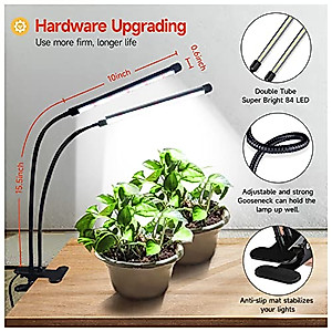 Bseah Grow Light Plant Lights for Indoor Plants, 84 LEDs Full Spectrum Clip Plant Growing Lamp, 10-Level Dimmable, Auto On Off Timing 3 9 12Hrs