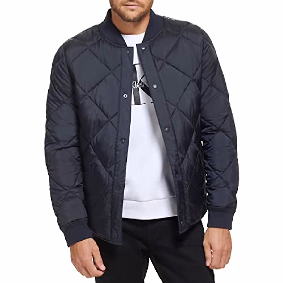 Calvin Klein Men's Reversible Diamond Quilted Jacket, True Navy, Medium