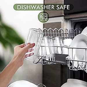 Naeety Glass Cups with Bamboo Lids and Glass Straw, Drinking Glasses Set of 4-16 Oz Beer Can Shaped Glass Cups, Iced Coffee Glasses, Tumbler Cup for Smoothie, Cocktail, Whiskey - 3 Cleaning Brushes