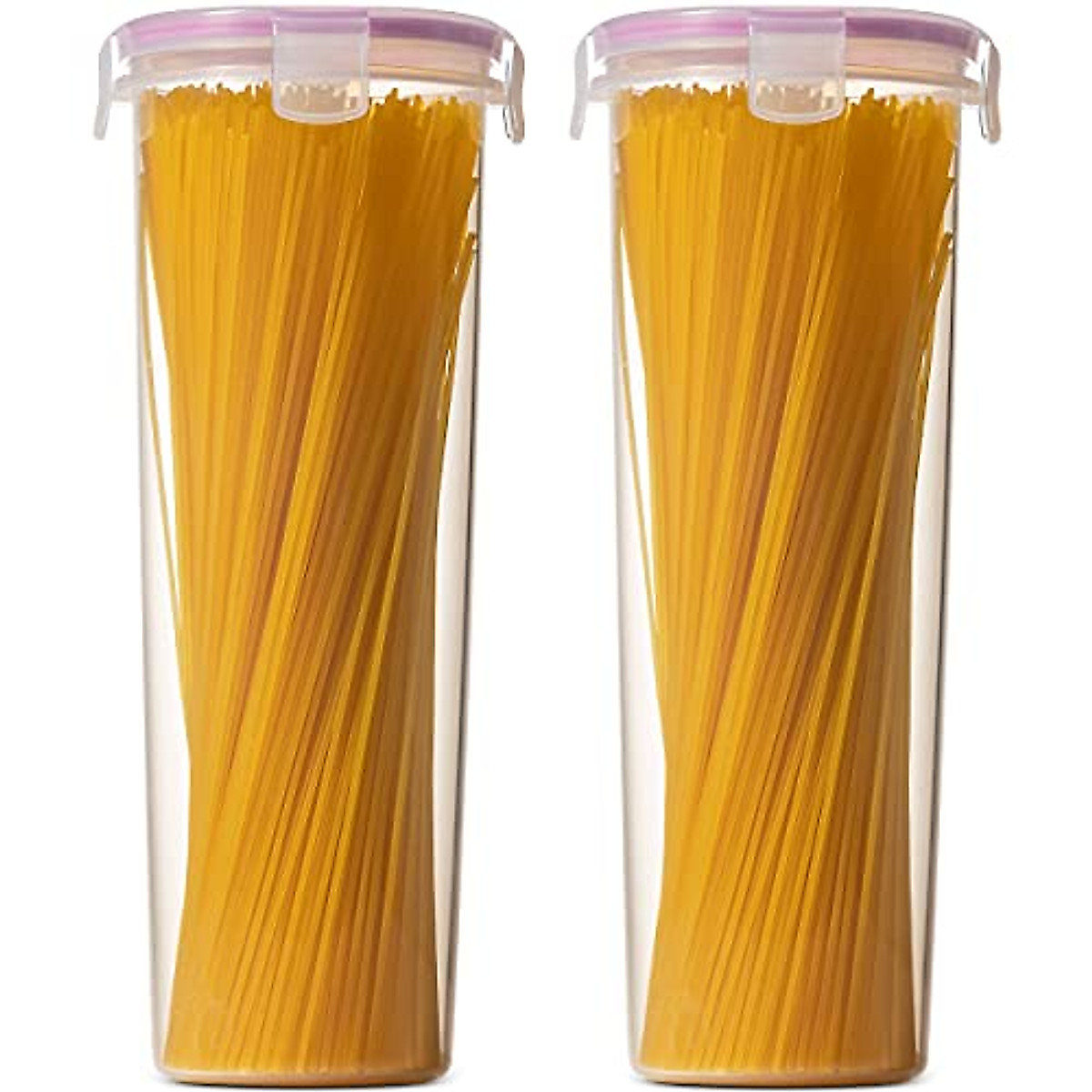 Komax Biokips Spaghetti Container Storage Noodle/Pasta Container 44oz (set of 4) - Airtight, Leakproof with Locking Lids - BPA Free Plastic - Microwave, Freezer, and Dishwasher Safe Pasta Holder