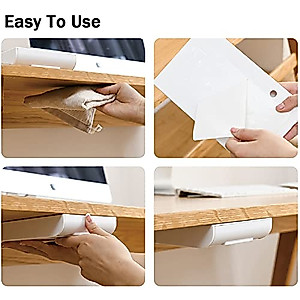2 Pcs Under Desk Storage Drawers, Undermount Drawer Small Desk Organizer Stick On Desk Drawer Attachment, Hidden Plastic Storage Under Shelf Pull Out Drawers Trays for Office School Home S & L