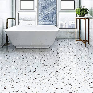 Peel & Stick Floor Tiles Stickers Flooring 12x12 inches 10 Pack (12x12 Inches, White, 10)