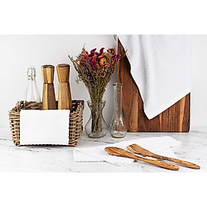 Dish Cloth Towels [12x12] Black and White Dobby Weave Kitchen Dish Towels, Soft and Real Absorbent 100% Cotton - Machine Washable - 12 Pack