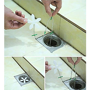 KRISMYA 10 Pcs Sink Strainer Bathtub Drain Hole Hair Cleaner Chain Hook,Drain Flower Hair Catcher for Bathtub and Kitchen