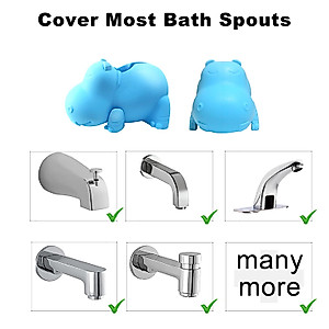 Bath Spout Cover - Faucet Cover Baby - Tub Spout Cover Bathtub Faucet Cover for Kids -Tub Faucet Protector for Baby - Silicone Spout Cover Blue Hippo - Kids Bathroom Accessories - Free Bathtub Toys