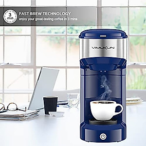 Vimukun Single Serve Coffee Maker Coffee Brewer for K-Cup Single Cup Capsule and Ground Coffee, Single Cup Coffee Makers with 6 to 14oz Reservoir, Small Size (Blue)
