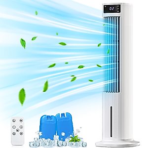 Antarctic Star Evaporative Air Cooler, 40" Cooling Fan that Blow Cold Air, Swamp Cooler with 80° Oscillation, Bladeless Tower Fan for Home, Office, Removable Water Tank, 24H Timer, Remote Control