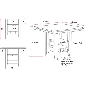 KB Designs - Wash White Wood Counter Height Dining Room Table with Storage