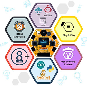 Magicbit Pro - Arduino Compatible STEM Innovation kit for Programming, IoT, Robotics & Electronics + 10 Plug and Play Sensor modules for Applications + ESP32 Powered + Free Learning Content