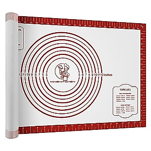 Silicone Baking Mat, Non Stick Pastry Mat Sheet for Dough Rolling, Nonslip Fondant/Pie Crust Mat, Counter Mat Oven Liner Mat for Making Cookies Macarons Bread Baking Supplies Extra Large 26 x 16 Inch