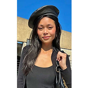 Emstate Winner Caps Unisex Cowhide Leather Beret Made in USA (Black)