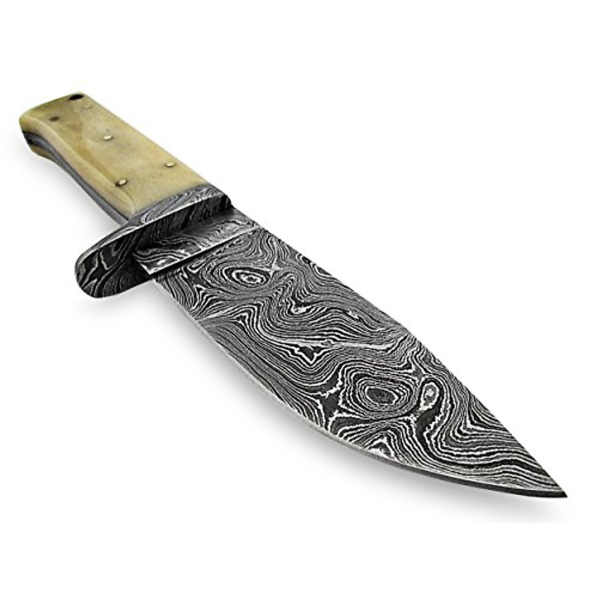 Knife King Handmade Damascus Hunting Knife-Natural Bone Handle-9" Fixed Blade Knife with Leather Sheath-Master Quality EDC Survival Knife-Camping Knife Ideal Gift for Men and Women