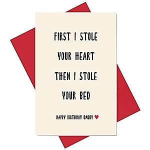 Funny Birthday Card for Dad, Daddy Card, Happy Bday Greeting Card for Father, Stole Your Heart Card