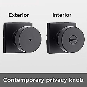 Kwikset 97300-939 Pismo Privacy Square Modern Door Knob, Matte Black