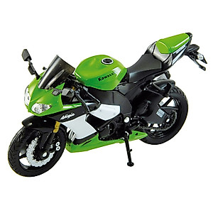 Welly Die Cast Motorcycle Green Kawasaki 2009 Ninja ZX-10R, 1:18 Scale