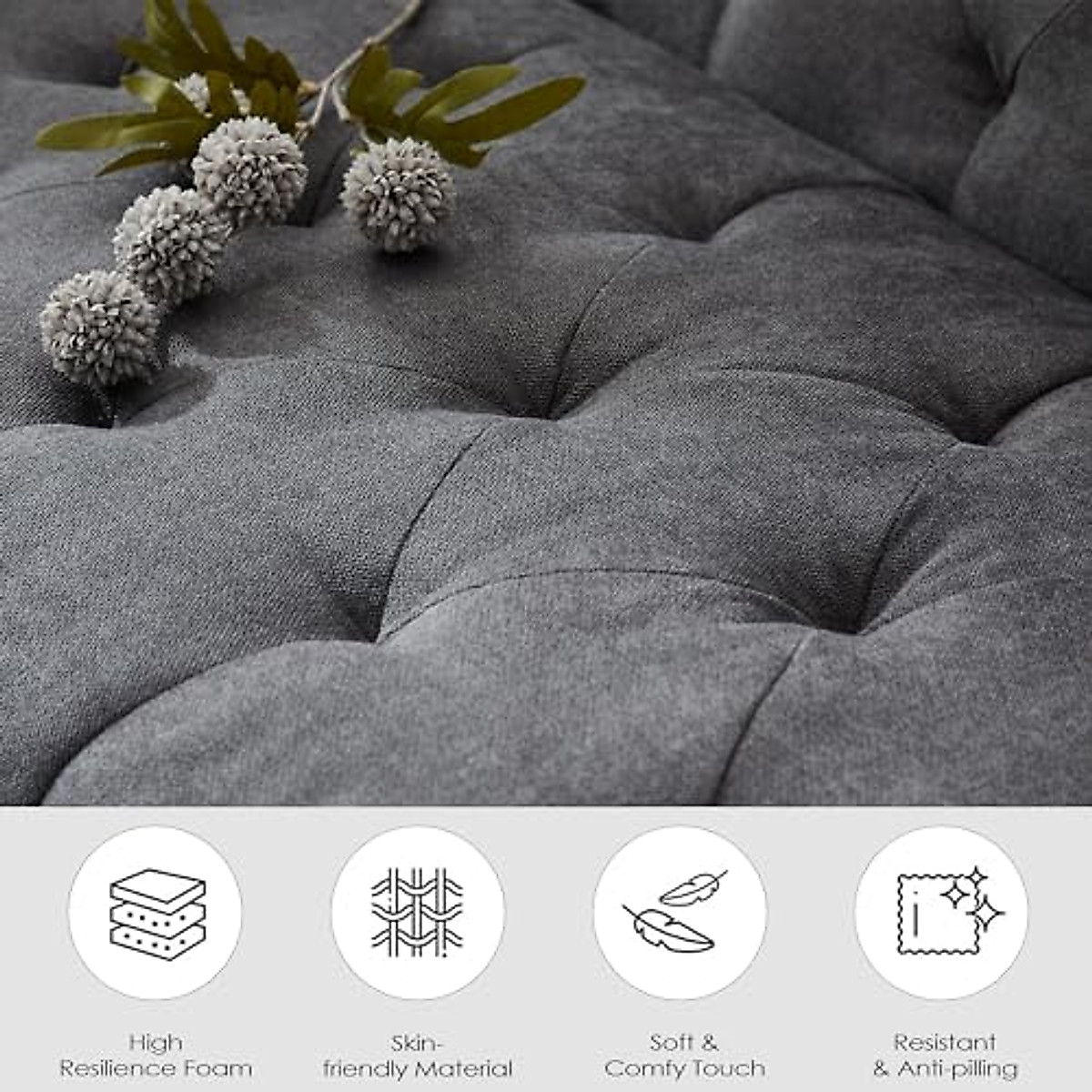 TYBOATLE Accent Chair, Fabric Living Room Arm Chairs for Bedroom, Mid Century Modern Upholstered Tufted Bedroom Office Armchair Single Sofa，Reading Lounging Side Lounge Chair (Dark Grey)