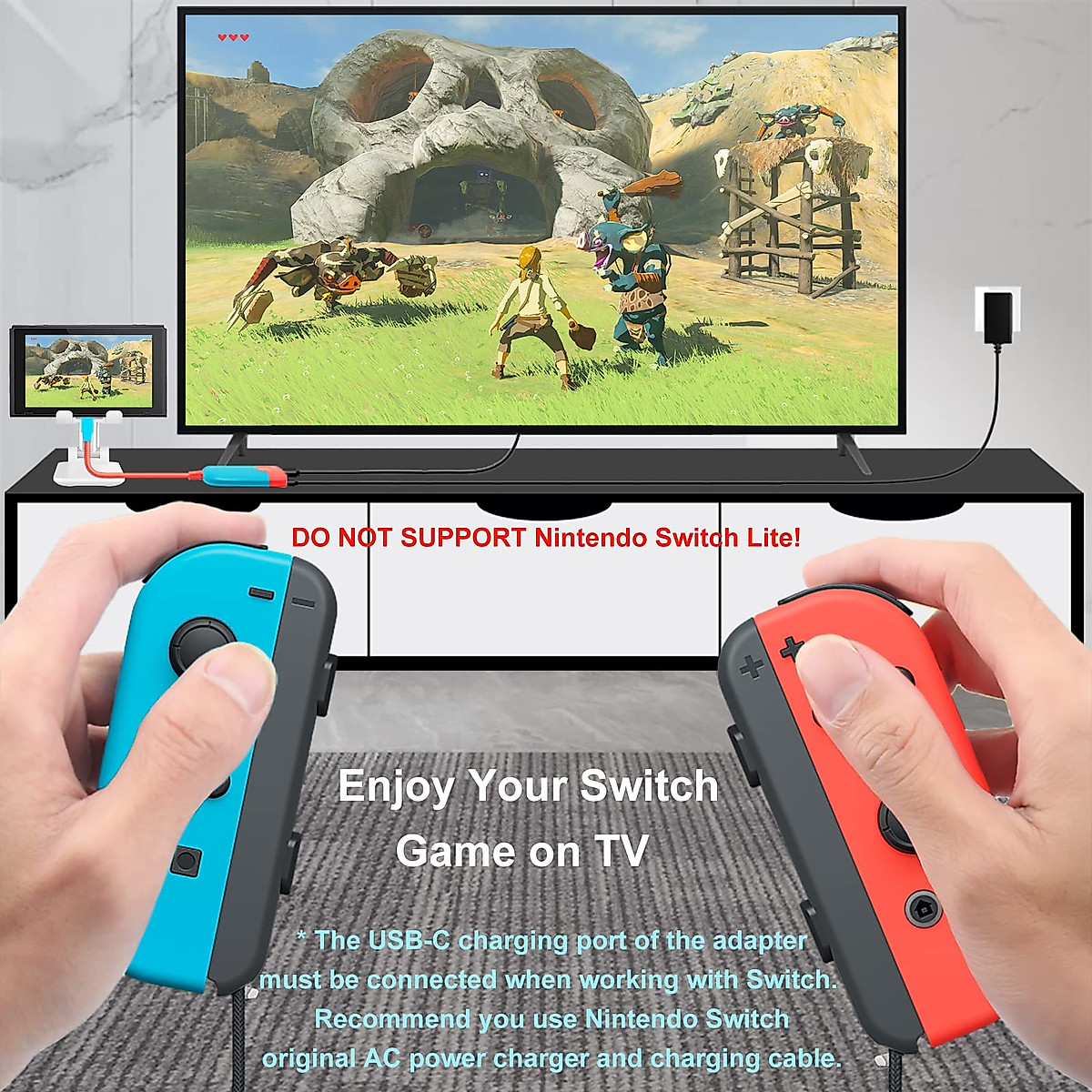 Portable Switch Dock for Nintendo Switch HDMI Adapter Switch Portable Dock for Nintendo Switch TV Adapter Switch Adapter for TV Switch Travel Dock 3-In-1 Switch Docking Station Switch USB C to HDMI