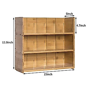 Bamboo-Tea-Bag-Organizer-Storage-Box-3-Tier-Stackable-Holder Tea Bag Box Natural Wood Wall Mount Tea Chests with Acrylic for tea bags Office Kitchen Cabinet Pantry