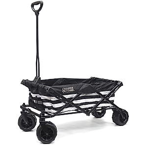 Creative Outdoor Push Pull Stroller Wagon for Kids, 150lbs Weight Capacity, All-Terrain Collapsible Folding Cart with Canopy for Cargo, Beach, Park, Garden, Camping & Tailgate