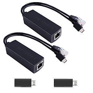 GeeekPi 2PCS Gigabit USB-C PoE Splitter 48V to 5V IEEE802.3af Power Over Ethernet for Raspberry Pi,Tablets, Dropcam(48V to 5V 2.4A)