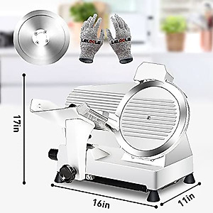 Meat Slicer,Commercial Meat Slicer,340W Frozen Meat Cheese Deli Slicer,10 inch Electric Food Slicer,Easy to Clean,Low Noises, Home Use and for Commercial-Meat Slicer for Home