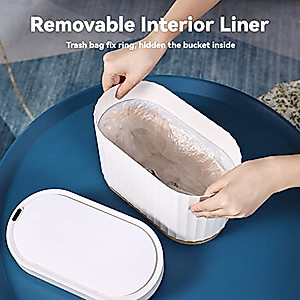 ELPHECO Mini Trash Can with Lid Small Desktop Trash Can with Lid, 1.3 Gallon Countertop Automatic Garbage Can, Small Plastic Tabletop Motion Sensor Waste Basket for Bathroom, Coffee, Bedroom, Office