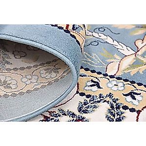 Unique Loom Narenj Collection Classic Traditional Textured Hunting Design Area Rug, 8 ft x 10 ft, Blue/Tan